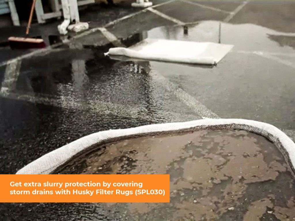 Concrete Slurry Sock - Prevent Saw Cut Concrete Slurry Runoff