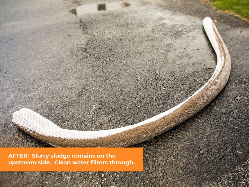 Concrete Slurry Sock - Prevent Saw Cut Concrete Slurry Runoff